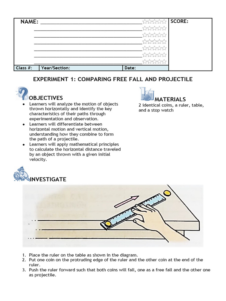 Rinhs Science 9 4th Experiment 1 Comparing Free Fall and Projectile ...