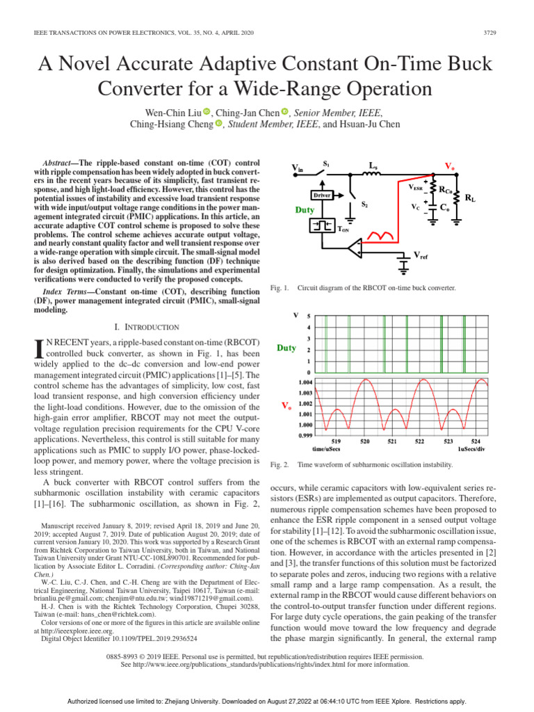 A Novel Accurate Adaptive Constant On-Time Buck Converter For A Wide ...