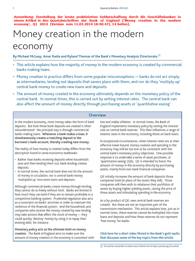 Money Creation Explained | PDF | Money Creation | Banks