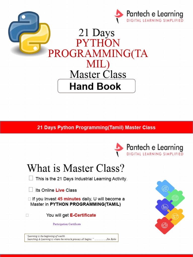Python (Tamil) Handbook | PDF | Python (Programming Language) | Computing