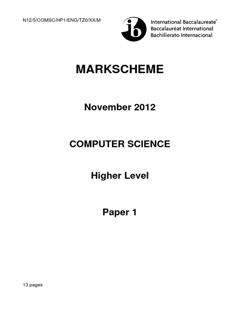 Computer Science Paper 1 HL Markscheme | PDF | Computer Data Storage ...