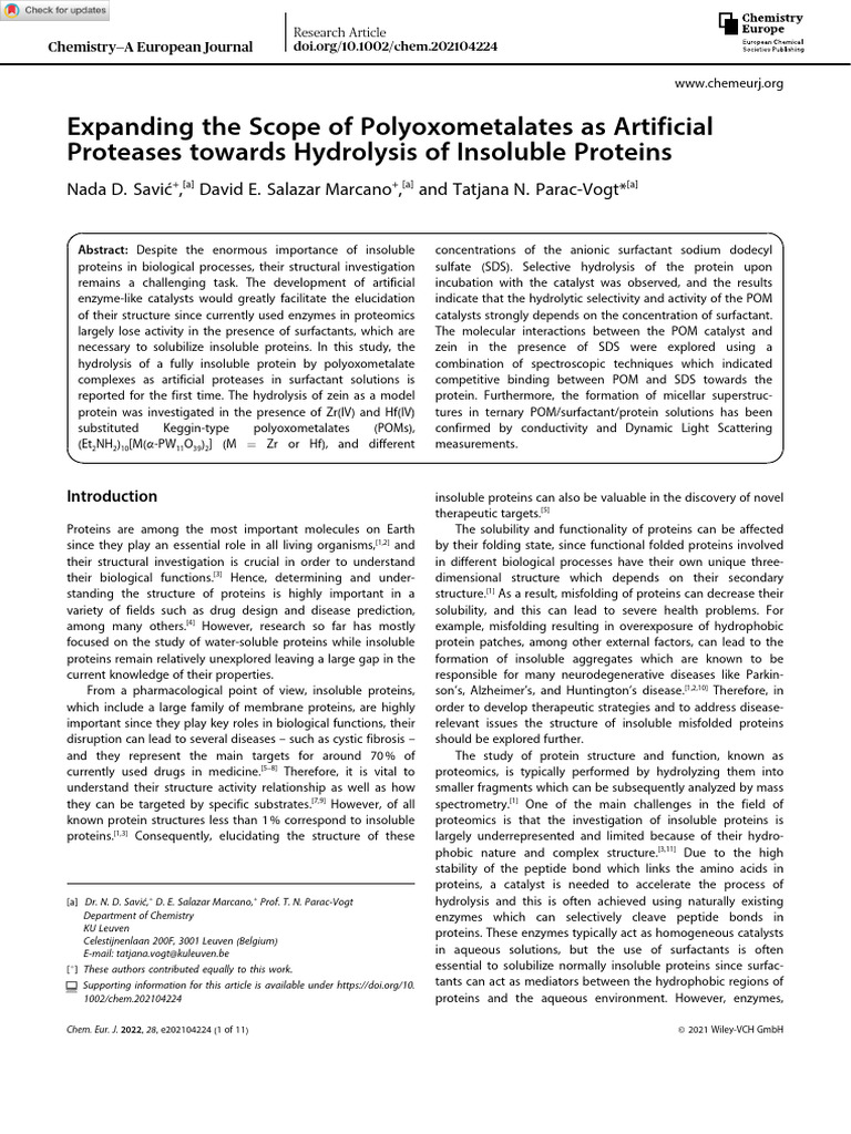 Chemistry A European J - 2021 - Savić - Expanding the Scope of ...