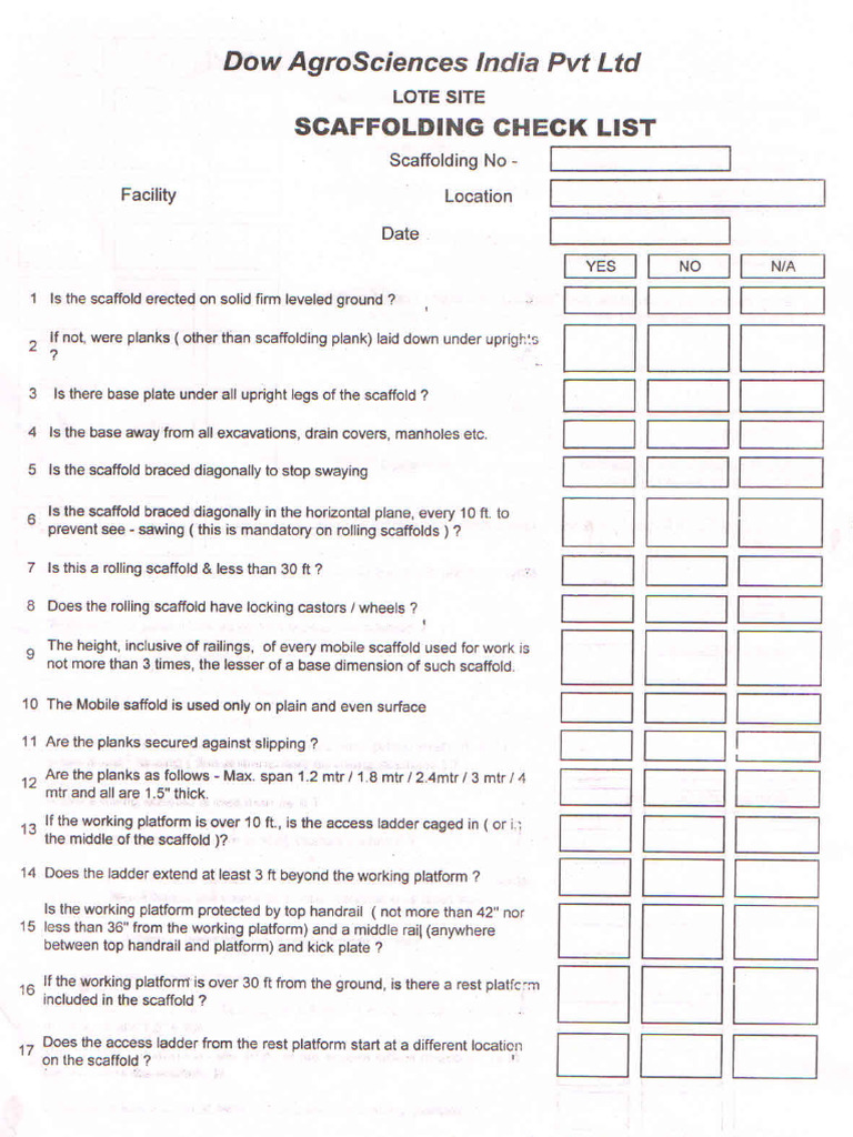 Scaffold Checklist | PDF