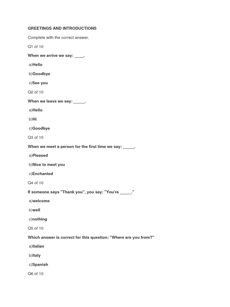 GREETINGS AND INTRODUCTIONS and VERB TO BE | PDF