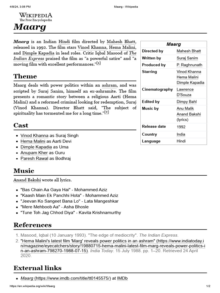 Maarg - Wikipedia | PDF | Cinema Of India | Film Production Districts