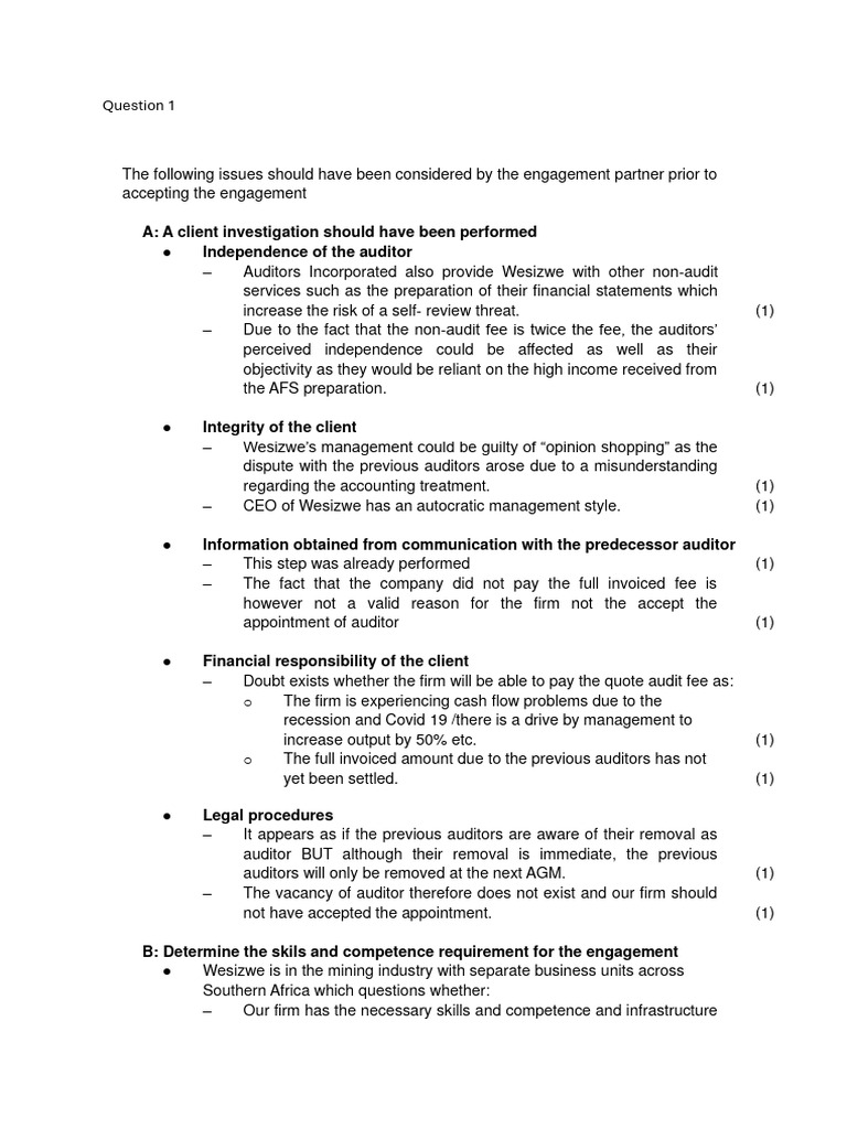 Mock Test Solution | PDF | Audit | Going Concern