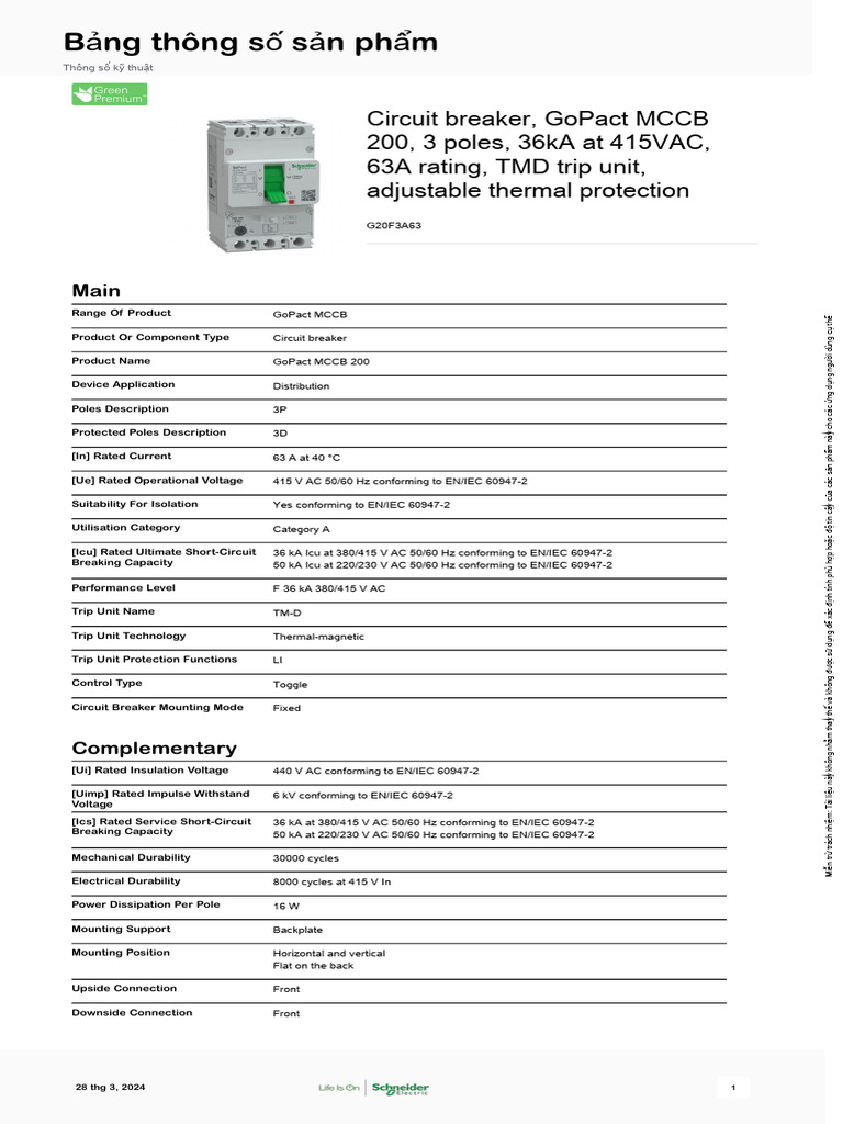GoPact MCCB 200 Specifications | PDF | Electrical Equipment ...
