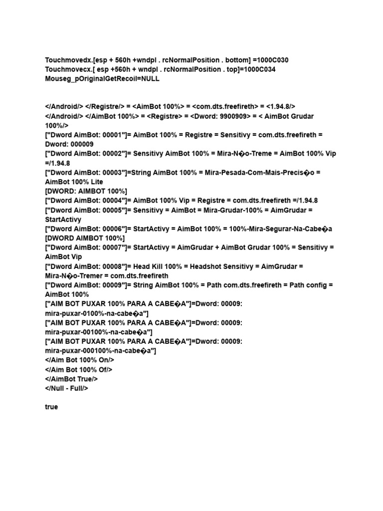 100 No Recoil and Aimbot Command | PDF