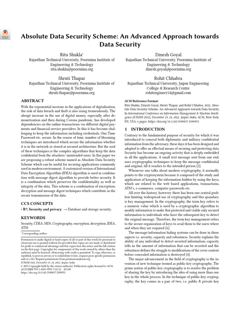 Absolute Data Security Scheme | PDF | Cryptography | Key (Cryptography)