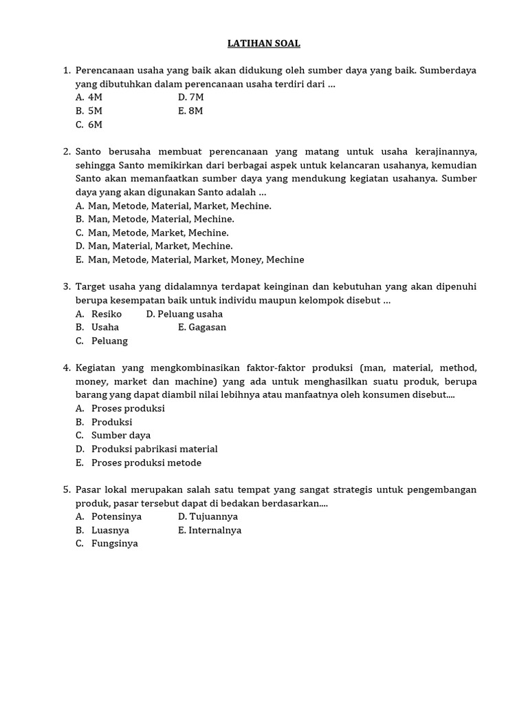 Latihan Soal - Pkwu - 064504 | PDF