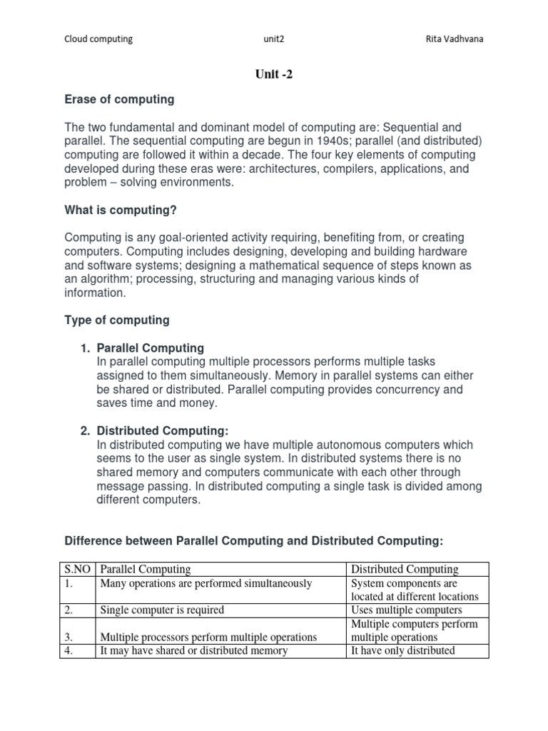 Unit 2 Cloud Computing Pdf Distributed Computing Parallel Computing