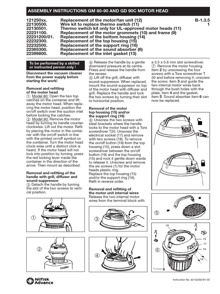 Assembly Instructions GM 80-90 and GD 90C Motor Head: To Be Performed ...