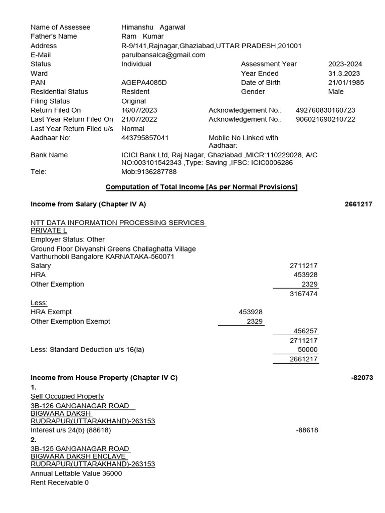 Comp Himanshu Aggarwal 23-24 | PDF | Taxes | Taxation Comp Himanshu Aggarwal 23-24 | PDF | Taxes | Taxation