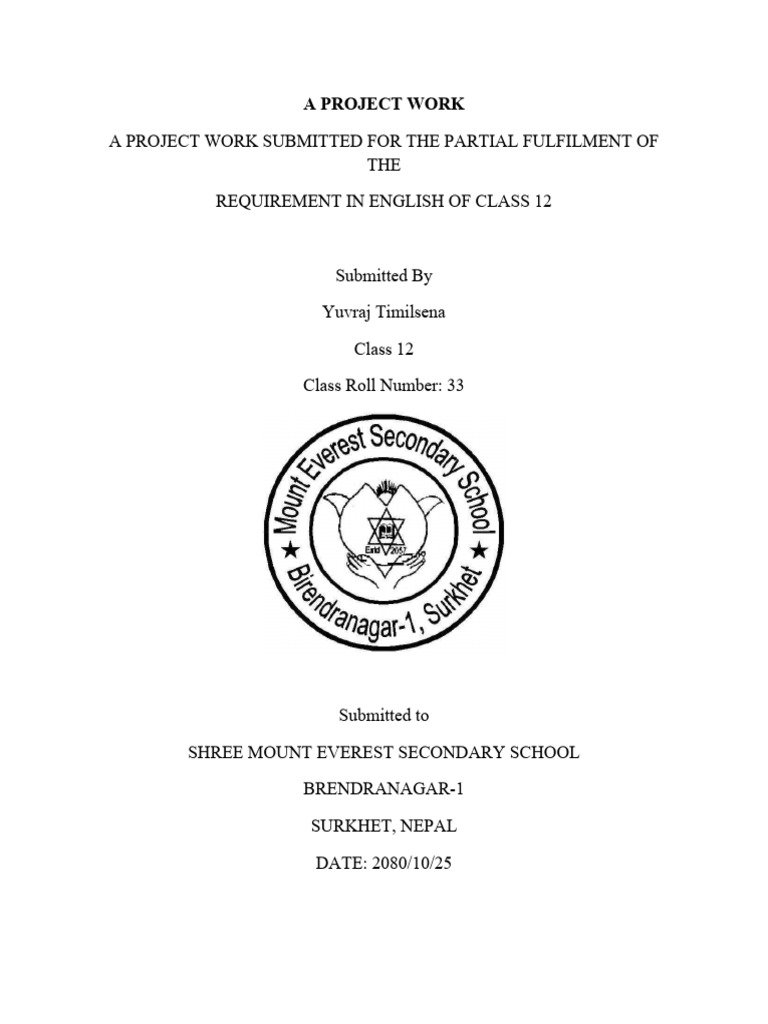 English Project Work (2080) | PDF | Gender Equality | Gender Studies