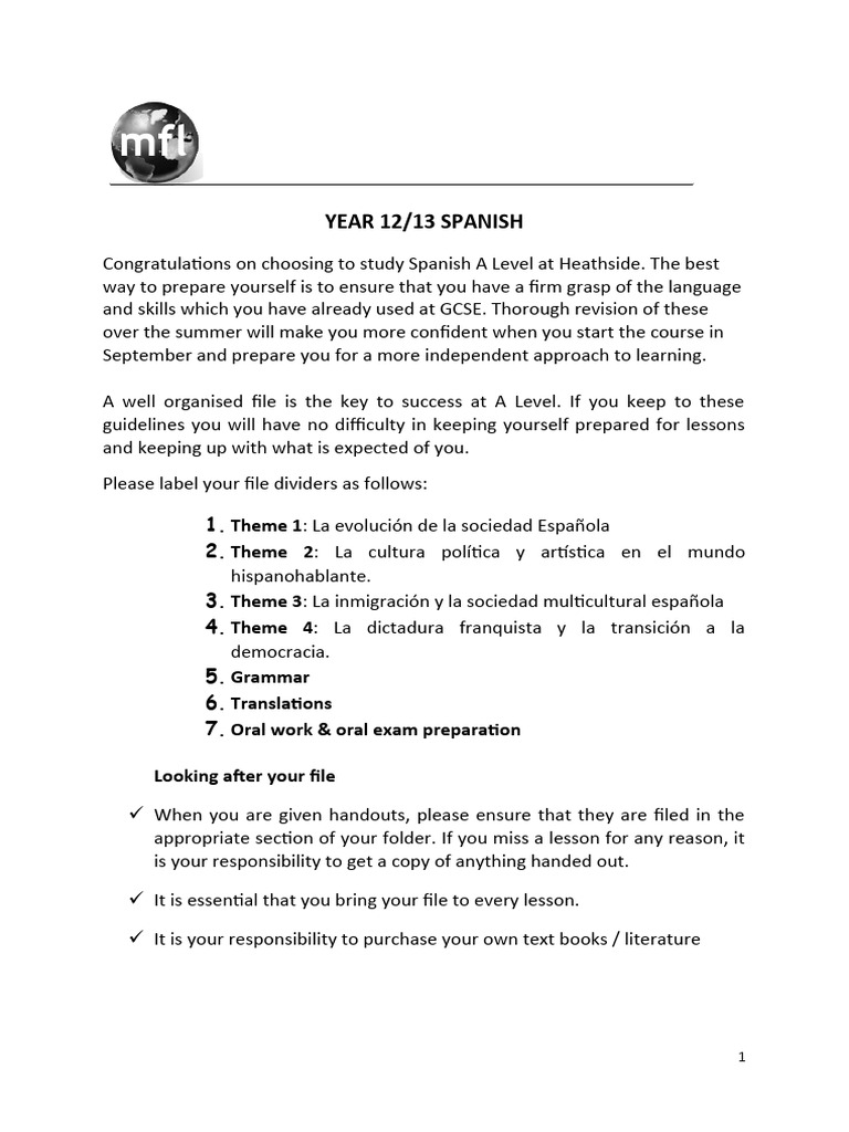 Spanish A Level Prep Guide | PDF | Grammatical Tense | Linguistics