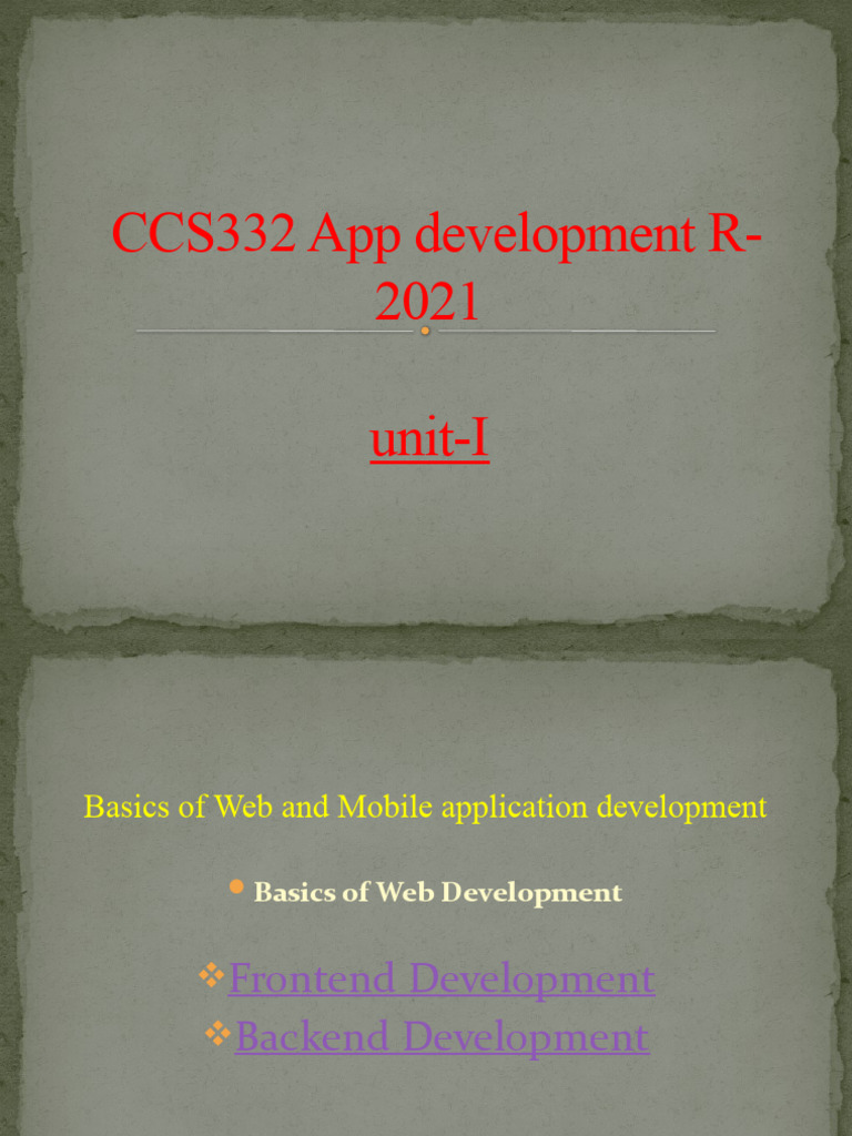 App Development-Unit 1 | Download Free PDF | Mobile App | Web Application