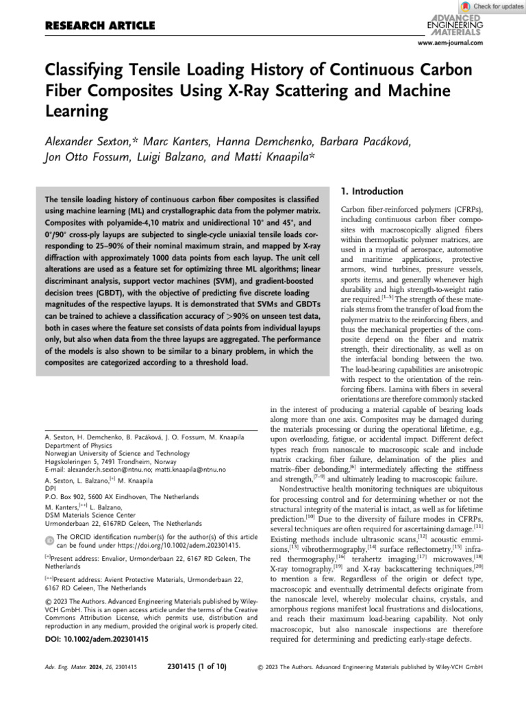 Classifying Tensile Loading History of Continuous Carbon Fiber ...