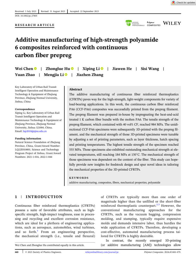 Additive Manufacturing of High-Strength Polyamide 6 Composites ...