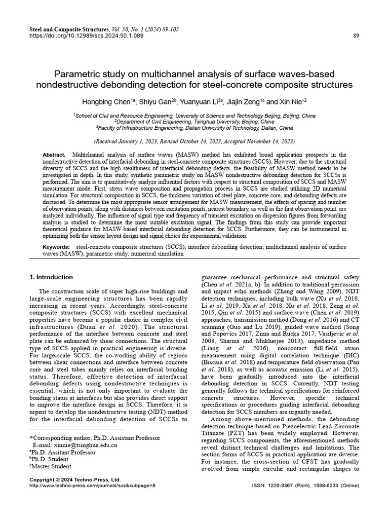 Parametric Study On Multichannel Analysis of Surface Waves-Based Nondestructive Debonding ...