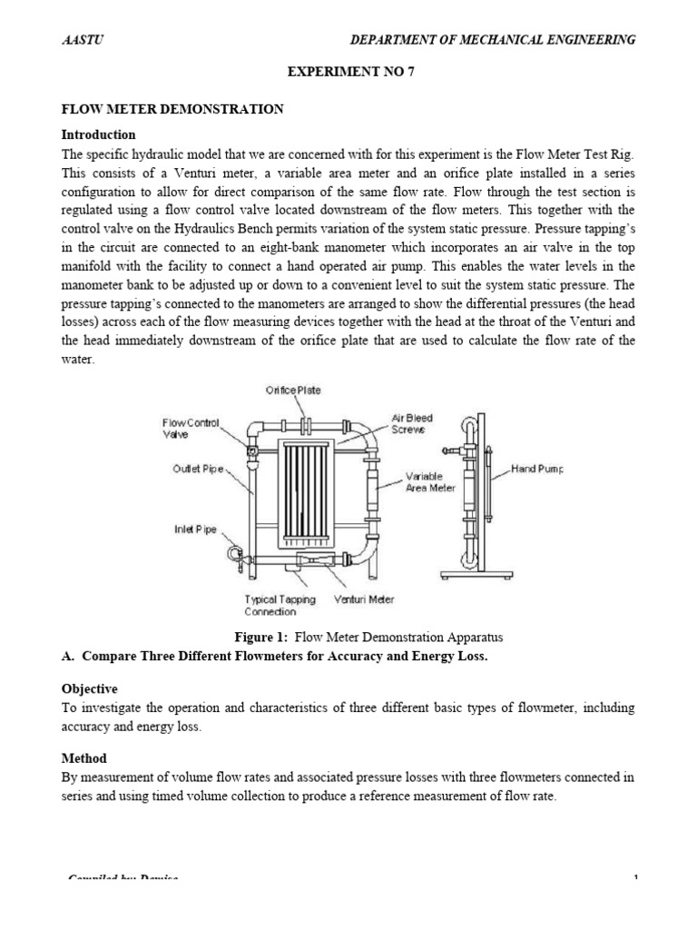 Flow Meter Demonstration and Analysis | PDF | Flow Measurement ...