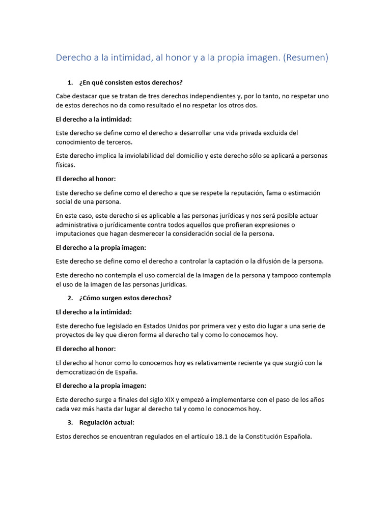 Trabajo Consti Resumen | PDF | Derecho a la privacidad | Etica social