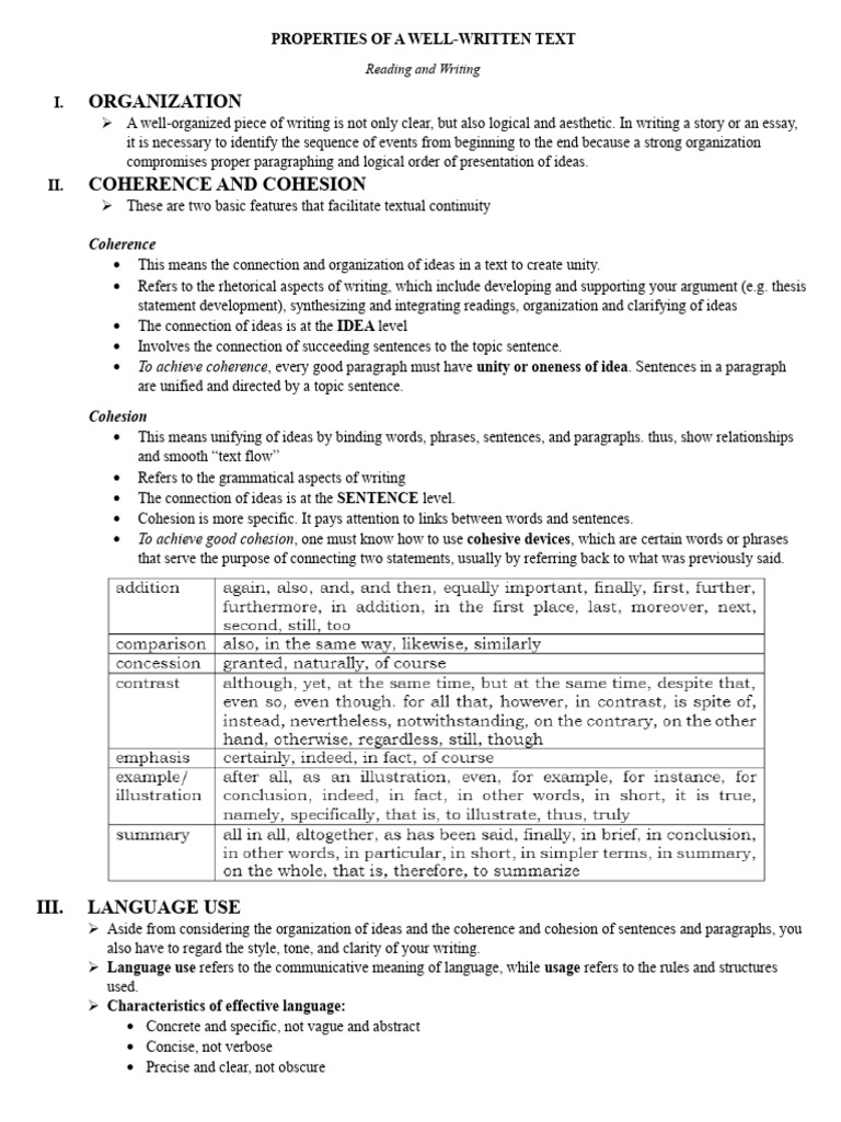 Reading and Writing Reviewer | PDF | Word | Paragraph