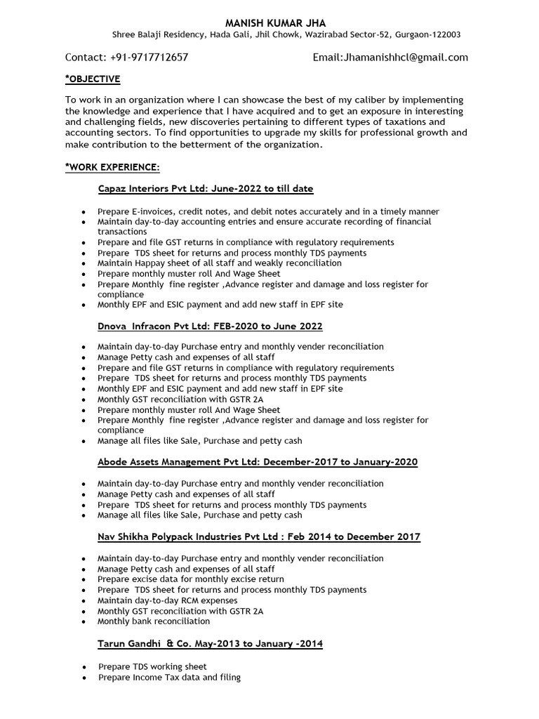 Manish K Jha CV | PDF | Business | Economies