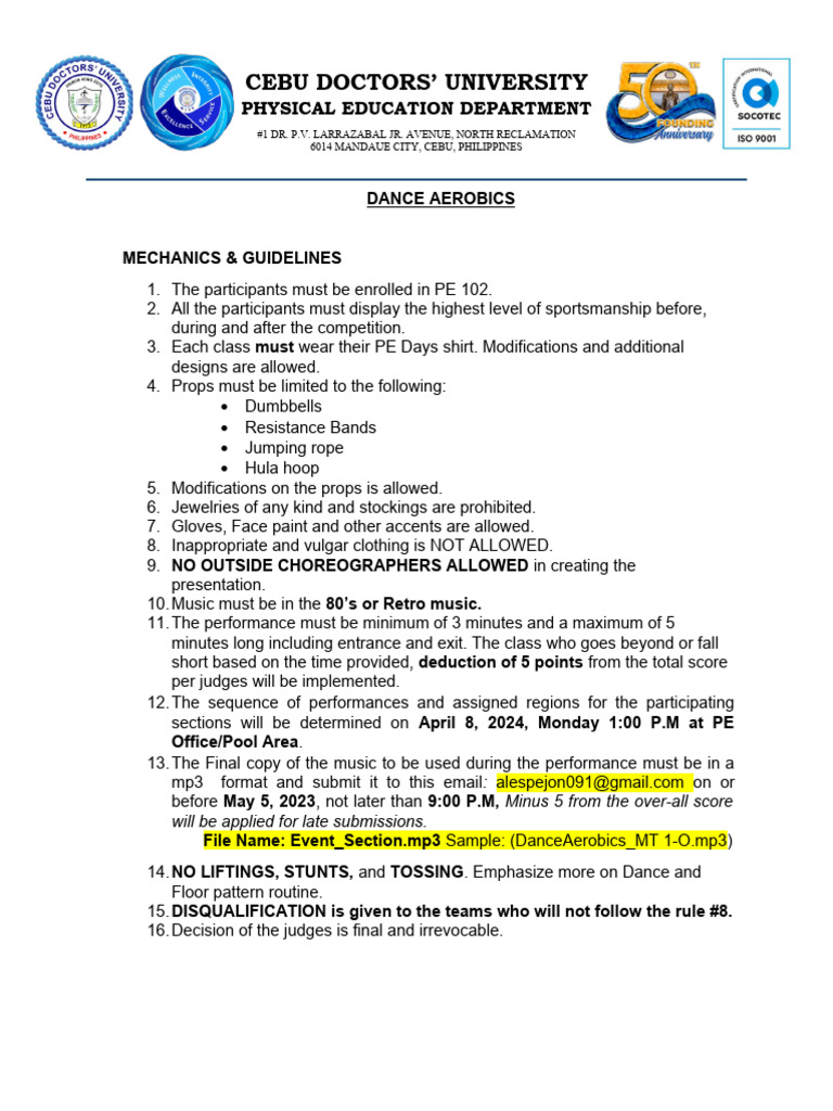 Path Fit Days Dance Aerobics Guidelines | PDF | Physical Exercise