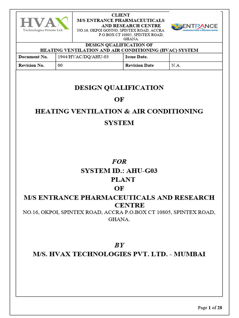 DQ Ahu 03-1944-CFM-D | PDF | Duct (Flow) | Mechanical Engineering