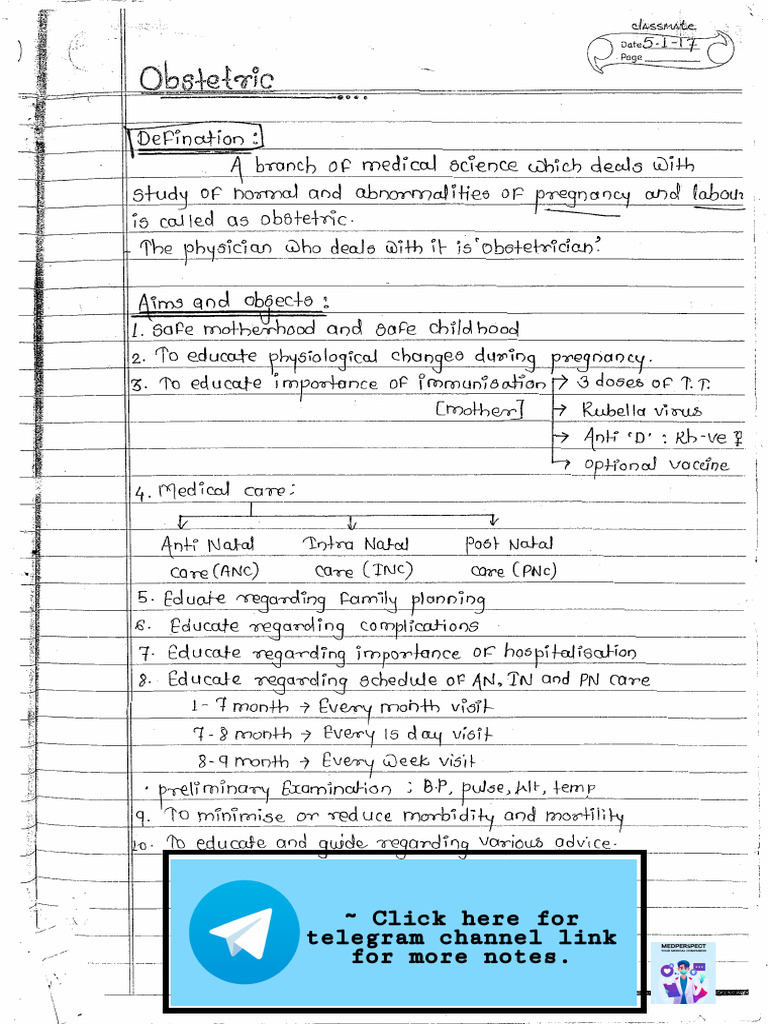 Obstetrics Full Handwritten Notes MedPerspect | PDF