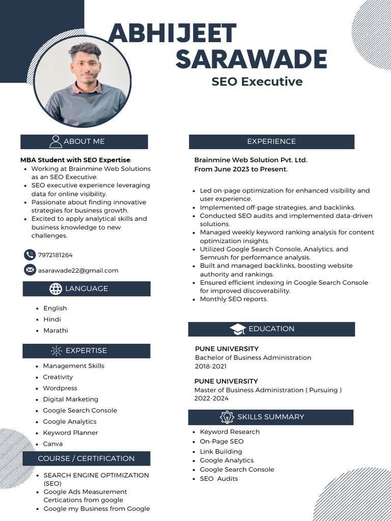 Abhijeet Sarawade Resume 1 | PDF | Search Engine Optimization | Analytics