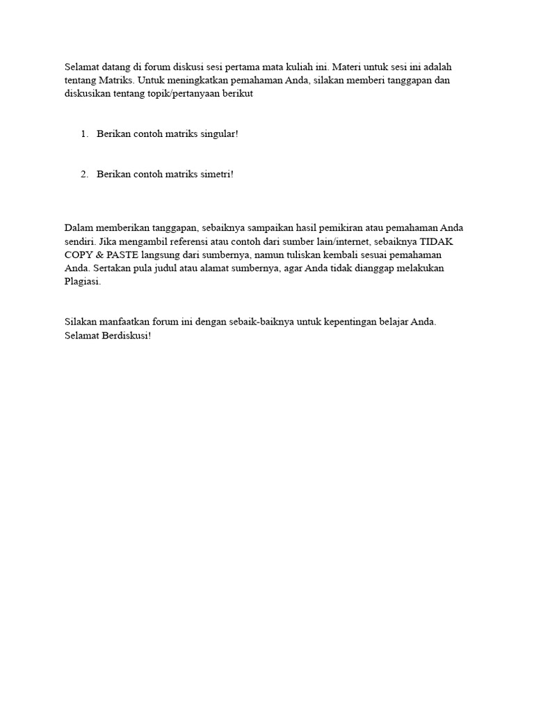 Contoh Matriks Singular dan Simetri | PDF | Karier & Perkembangan ...