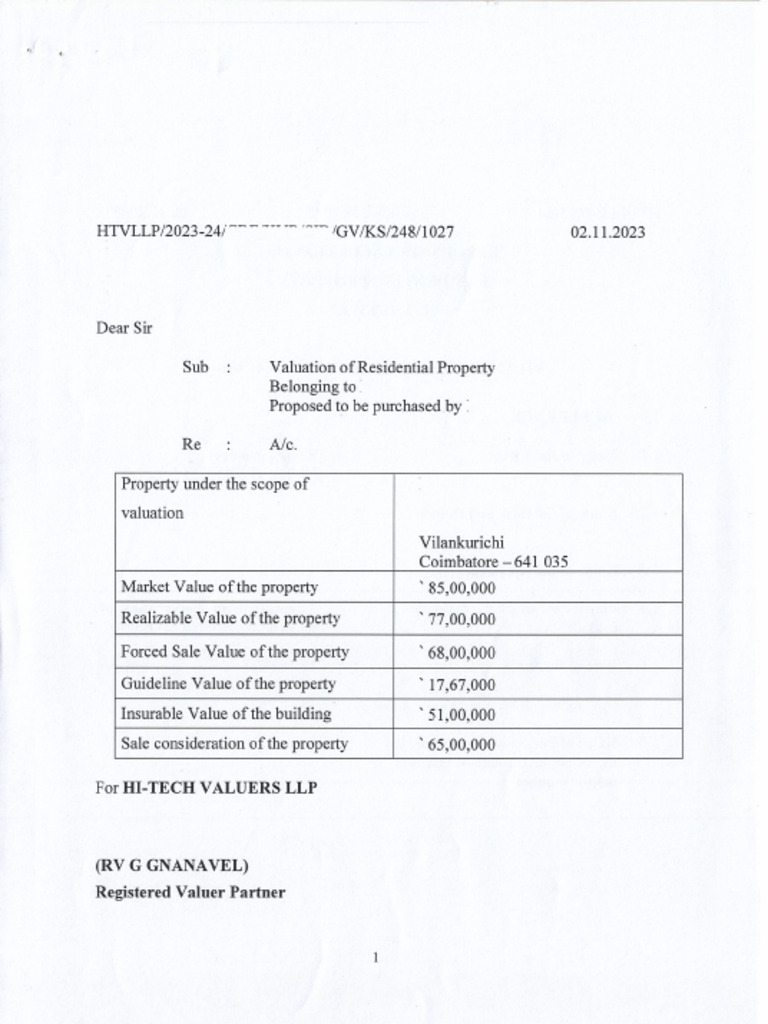 Valuation format - Residential property | PDF