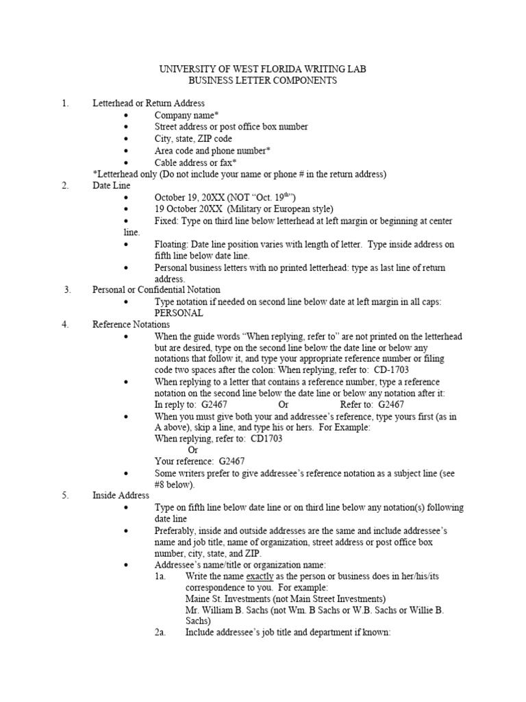 Business Letter Components | PDF | Paragraph | Written Communication