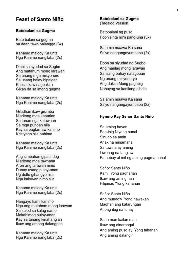 Sto Nino Songs | PDF