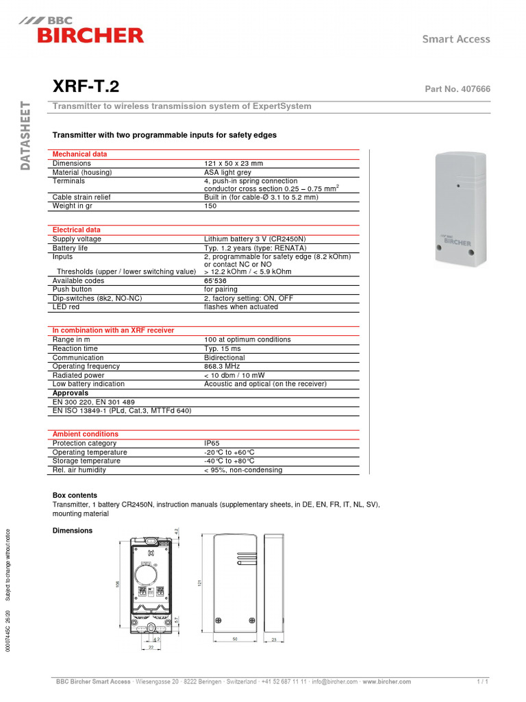 Wireless Safety Edge Transmitter | PDF | Manufactured Goods ...