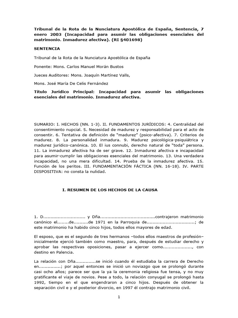 Sentencia Tribunal de La Rota. 1095.2 | PDF | Anulación | Matrimonio