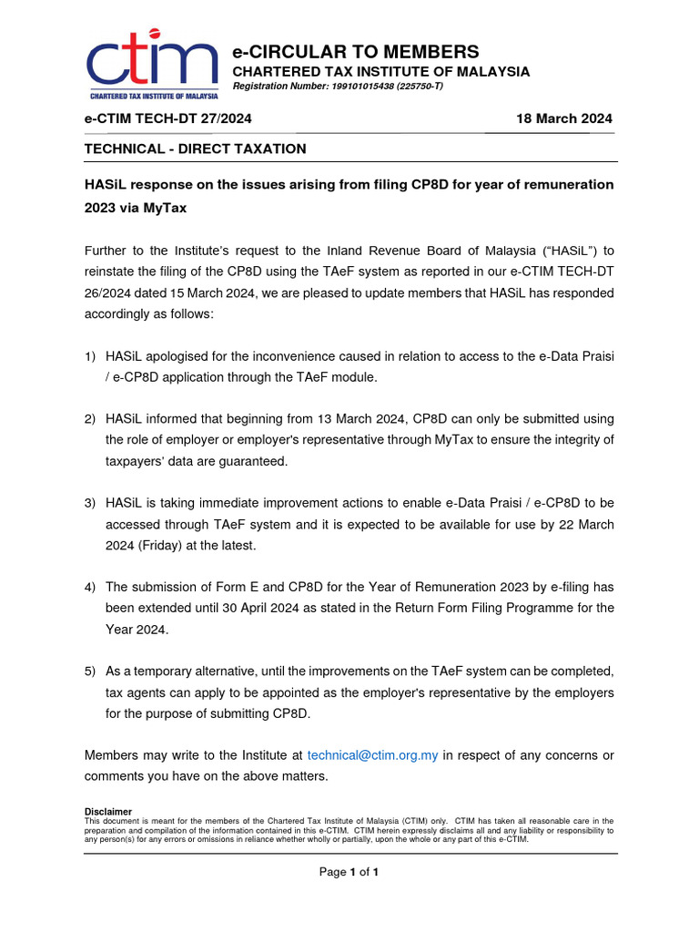 Direct Tax Filing Updates for CTIM Members | PDF | Finance & Money ...