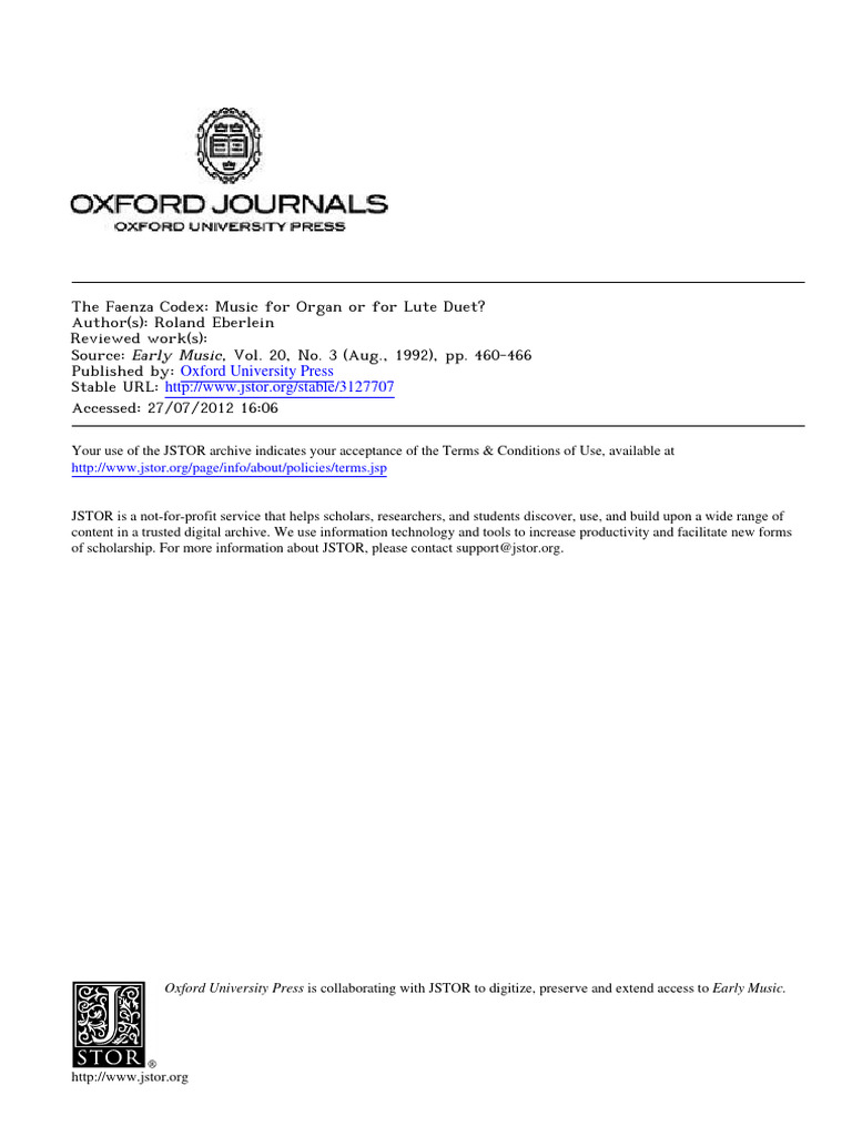 Faenza Codex: Organ or Lute? | PDF | Clef | Music Theory