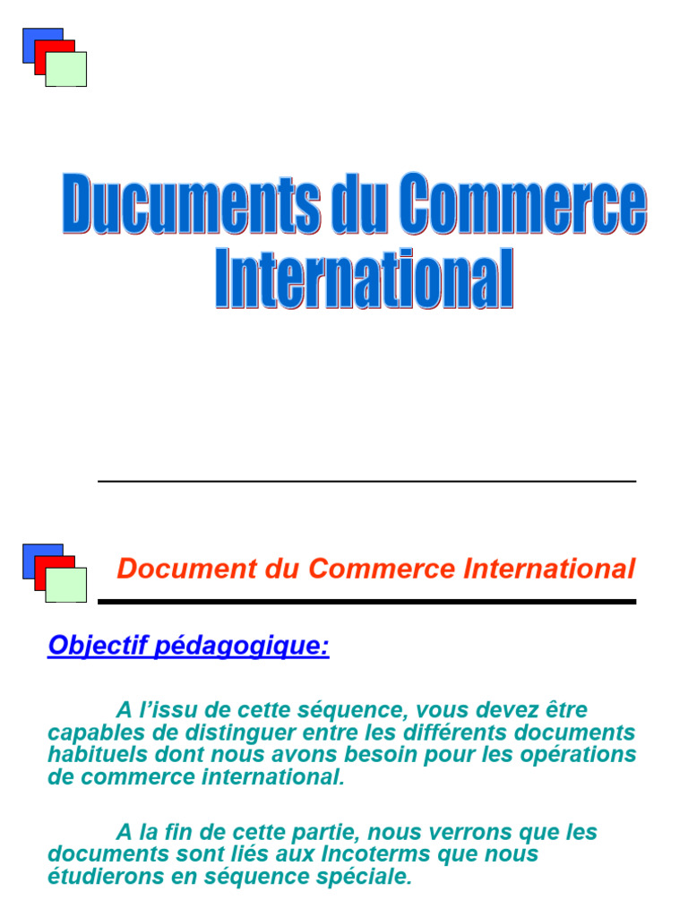Documents Essentiels du Commerce International | PDF | Connaissement ...
