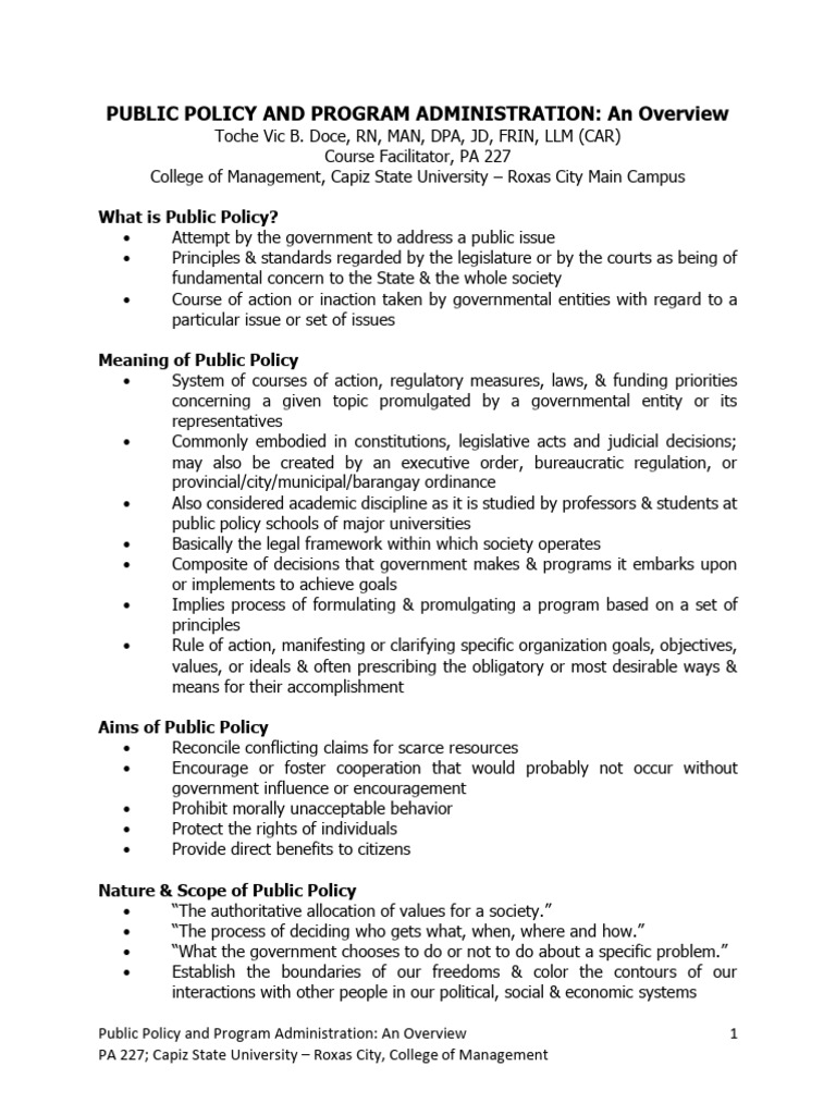 Overview of Public Policy Processes | PDF | Policy | Bill (Law)