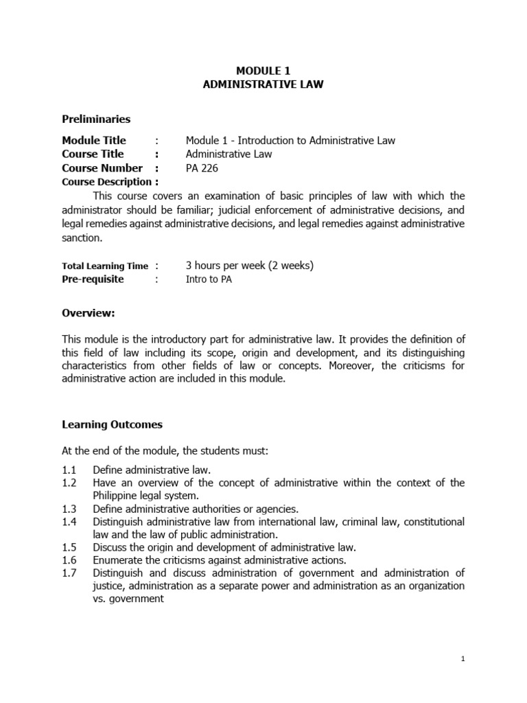 Module 1 Introduction To Administrative Law | PDF | Administrative Law ...