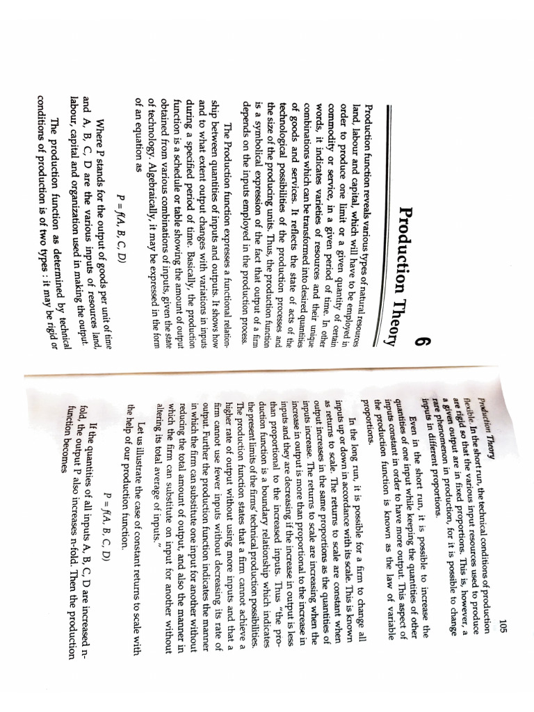 Production And Law Of Variable Proportion Economics Pdf Production Function Labour Economics