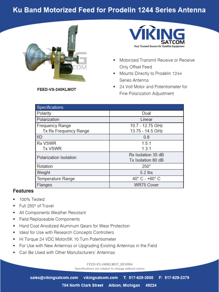 Ku Band Feed for Prodelin Antennas | PDF | Antenna (Radio ...