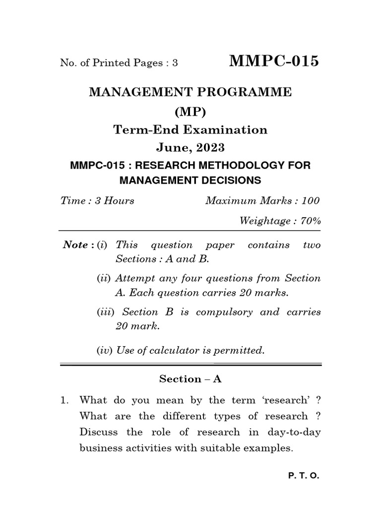 Research Methodology for Management Decisions | PDF