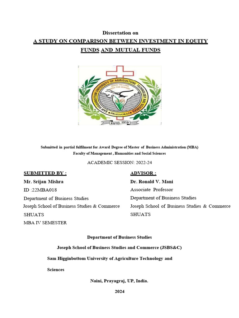 Srijan Mishra Pre Submission Thesis | PDF | Investment Fund | Stocks