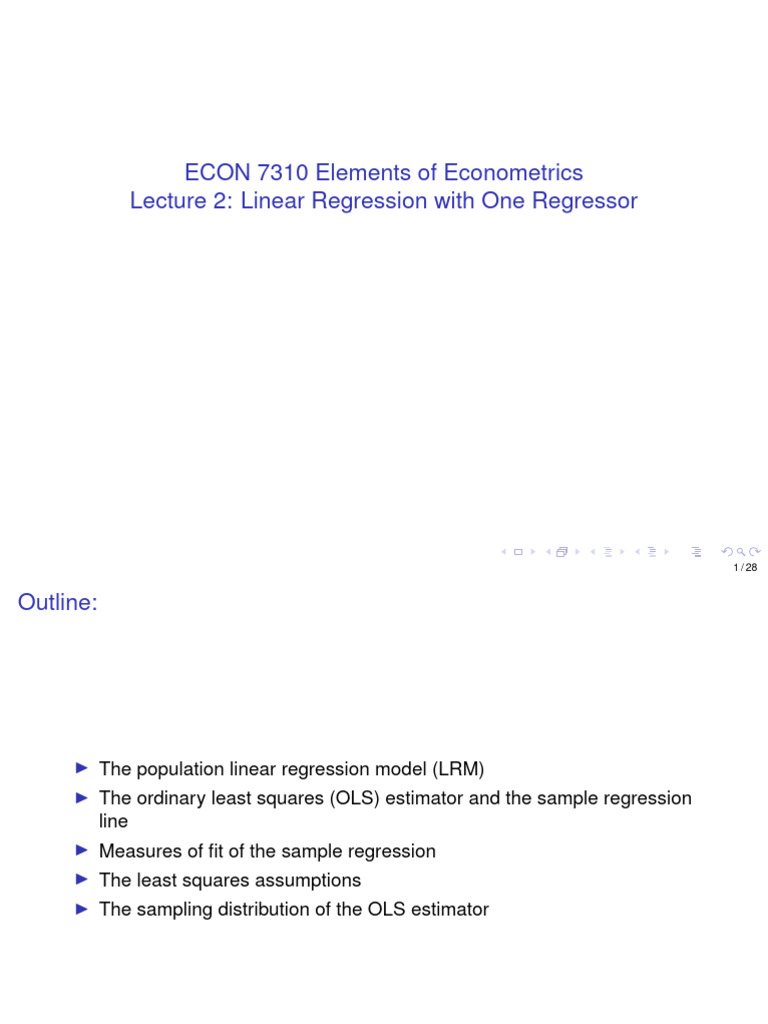 Lecture 2 SLR - 1 | Download Free PDF | Ordinary Least Squares | Linear Regression