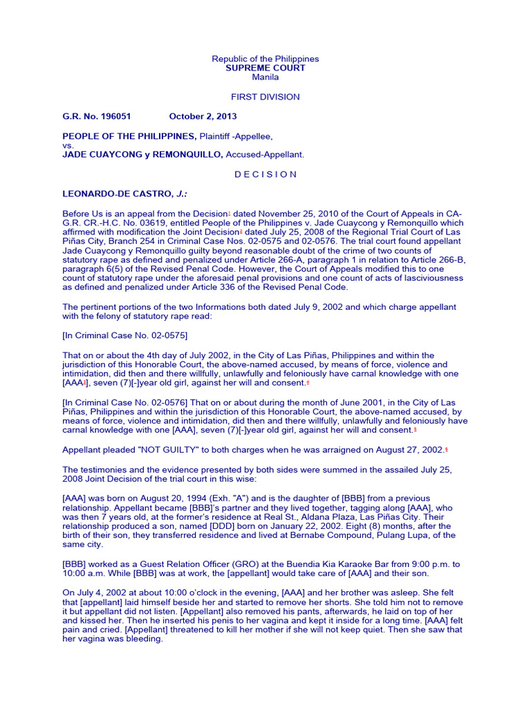 PP vs. Cuaycong | PDF | Witness | Rape
