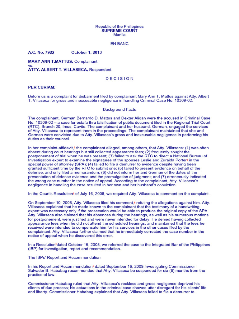 Mattus vs. Villaseca | Download Free PDF | Pleading | Lawyer