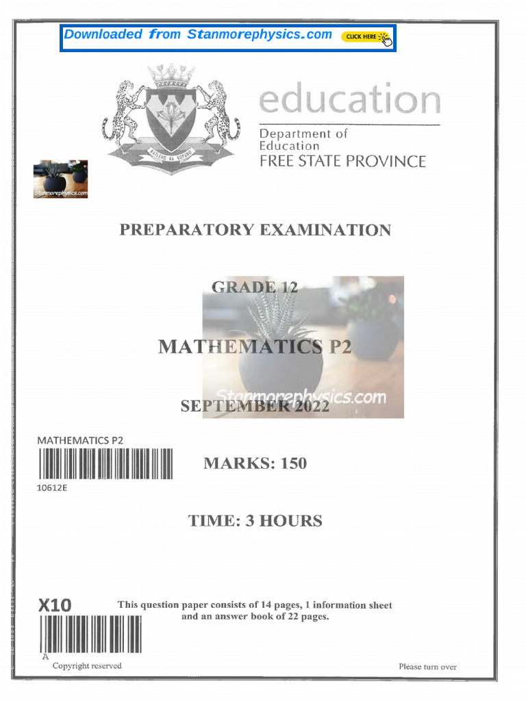 FS Maths Grade 12 SEPT 2022 P2 and Memo | PDF